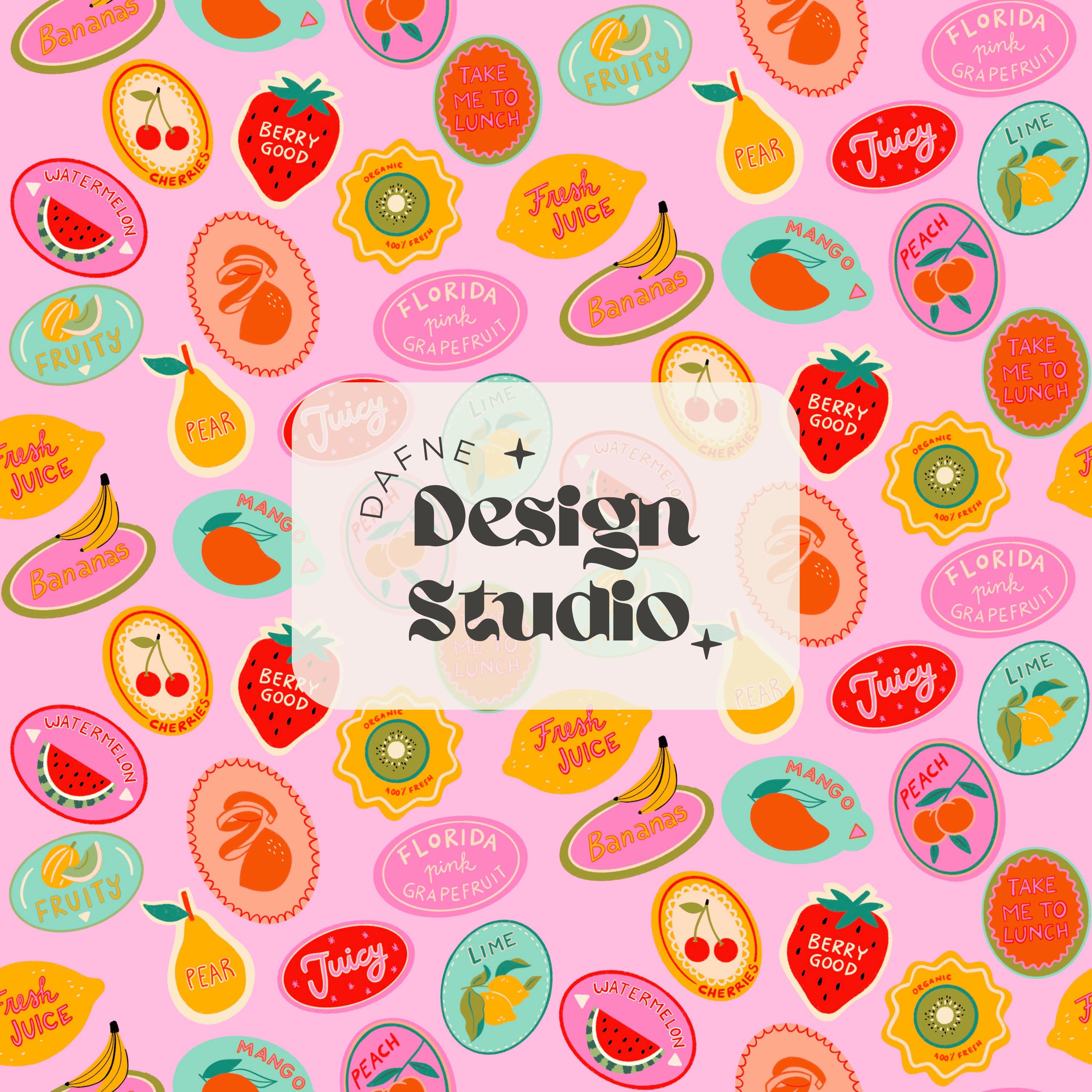 Repetitive Pattern Fruits Stickers, Summer Pattern Pink, Preppy Pattern ...