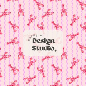 Pink Lobster Bow Stripe Seamless Repeating Pattern, Summer Seamless ...