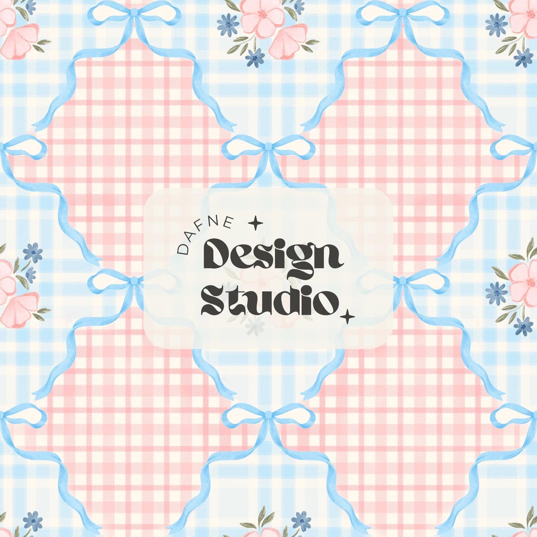 Grandmillennial Seamless, Ribbons and Gingham, Coquette Bows Seamless ...