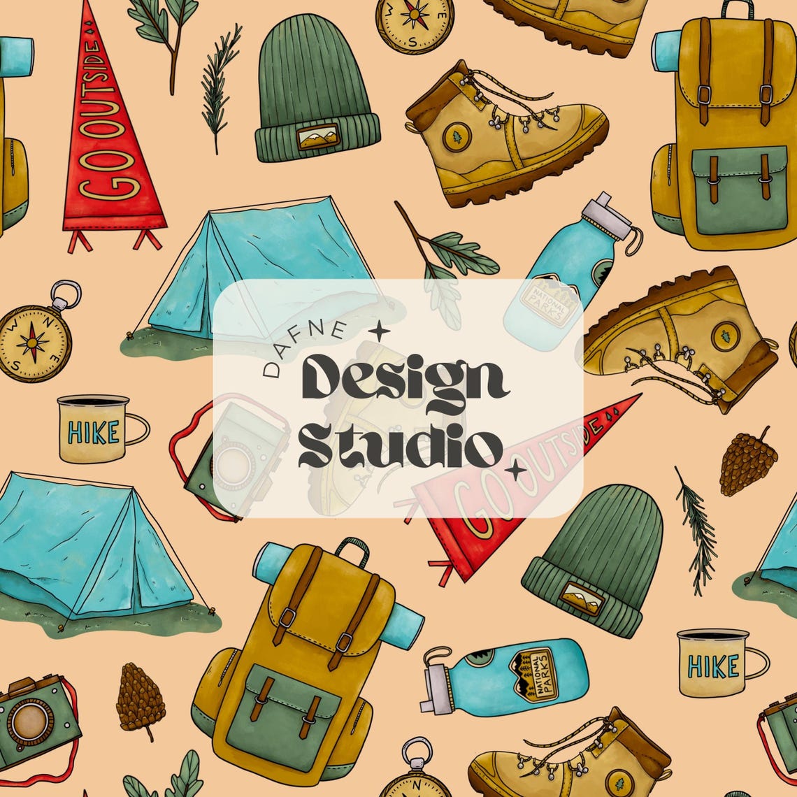 Camping Seamless Pattern, National Parks Pattern, Outdoor Camping ...