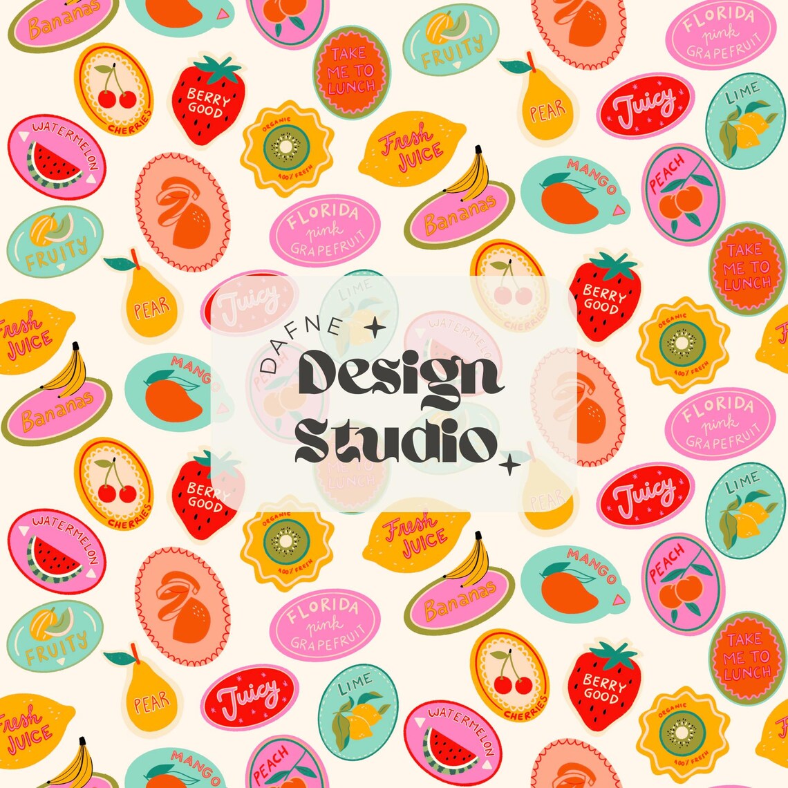 Repetitive Pattern Fruits Stickers, Summer Pattern Pink, Preppy Pattern ...
