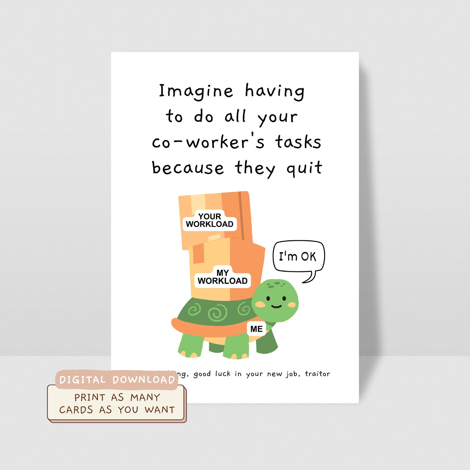 Funny Coworker Leaving Card Printable, Goodbye Card for Coworker ...