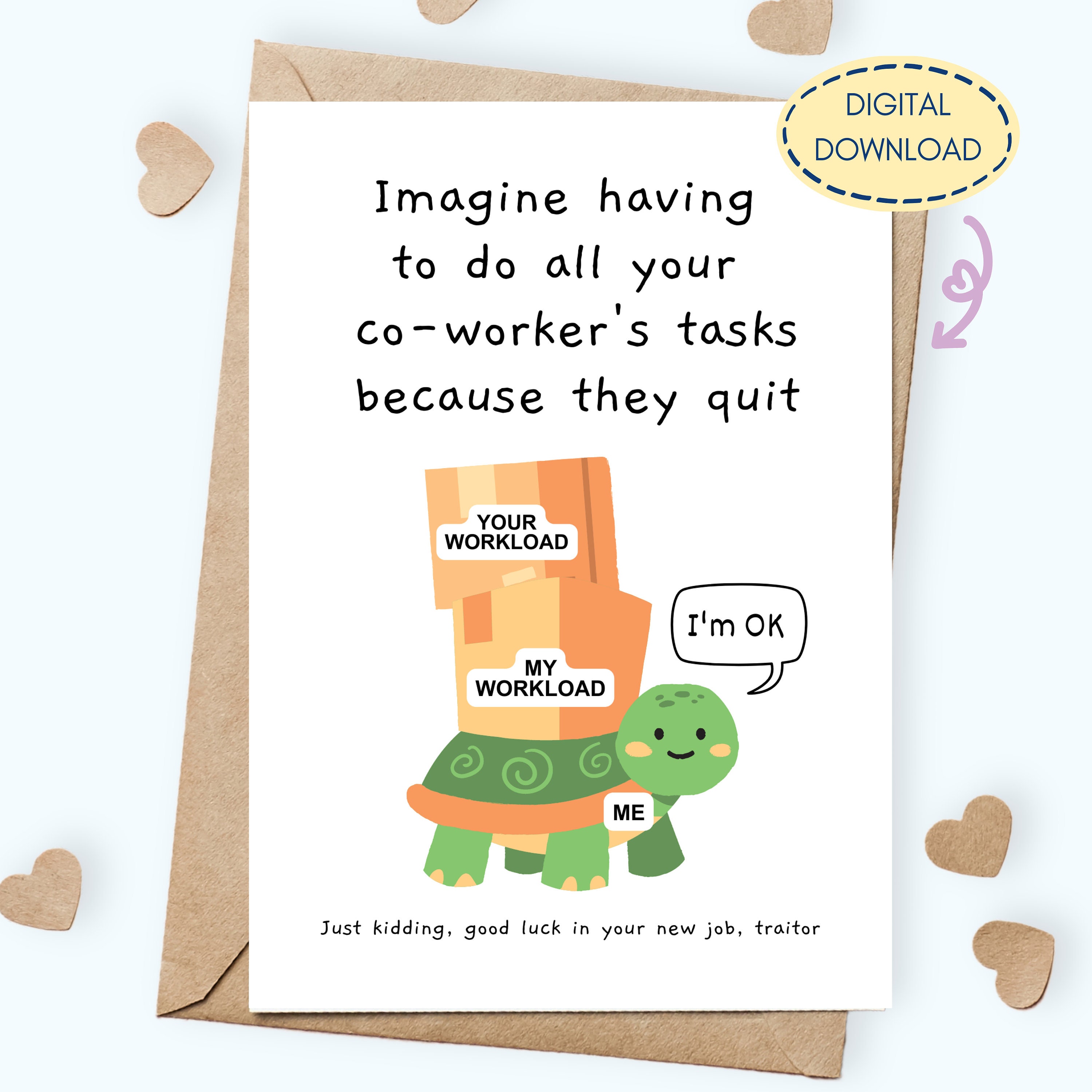 Funny Coworker Leaving Card Printable, Goodbye Card for Coworker ...