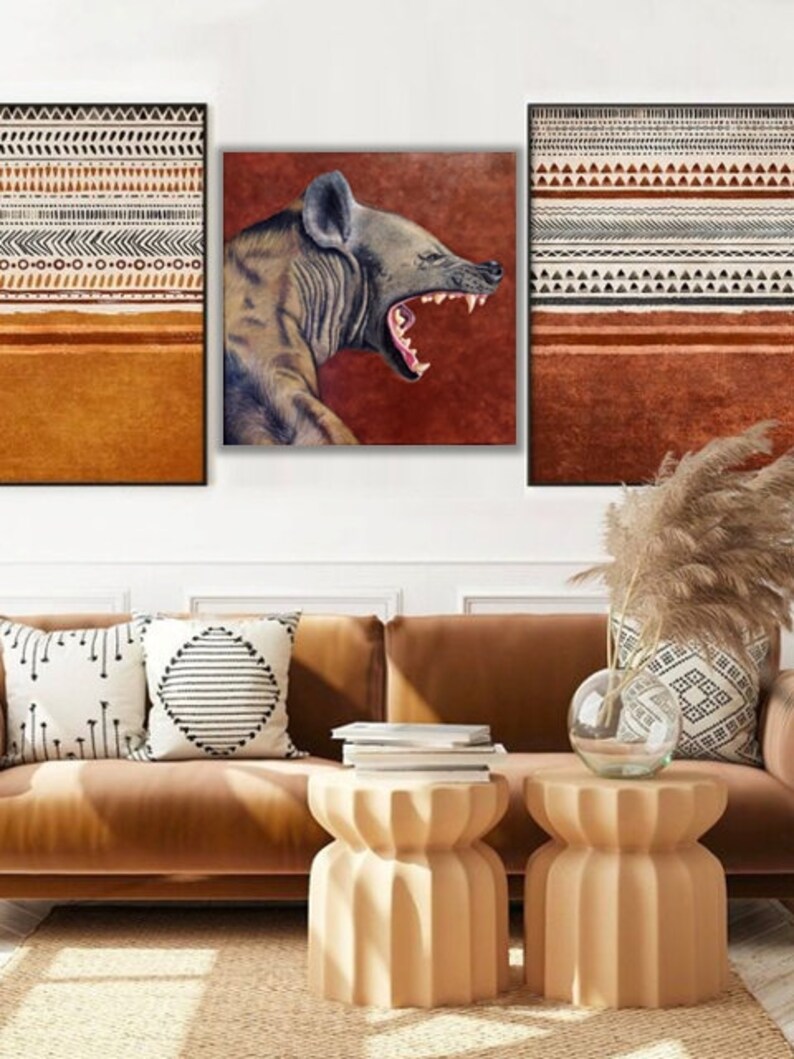 Spotted Hyena Portrait. Original Acrylic Painting on Stretched Canvas ...