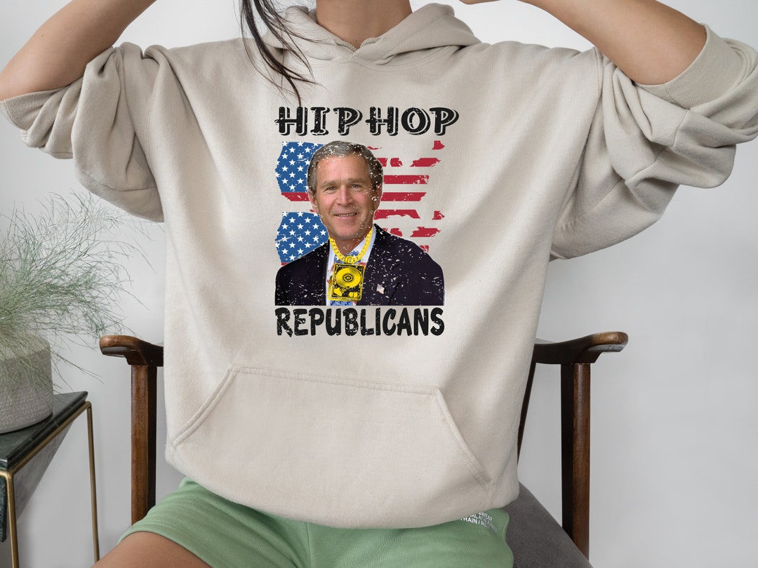 George W. Bush Hip Hop Republican Hoodie, Conservative Rap Enthusiast ...