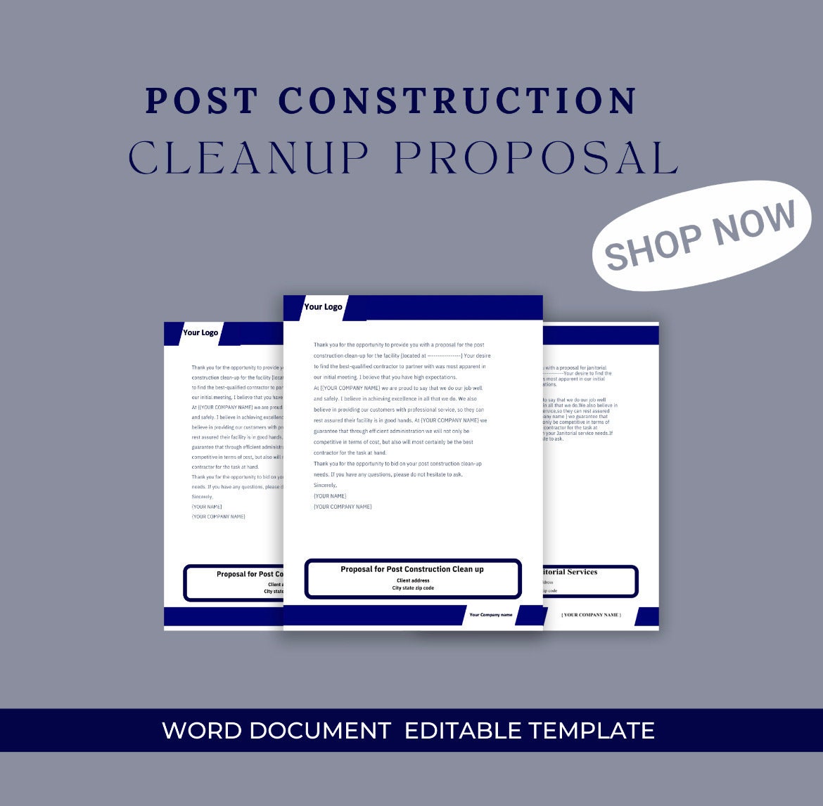 Post Construction Clean up Proposal Template, Cleaning Business ...