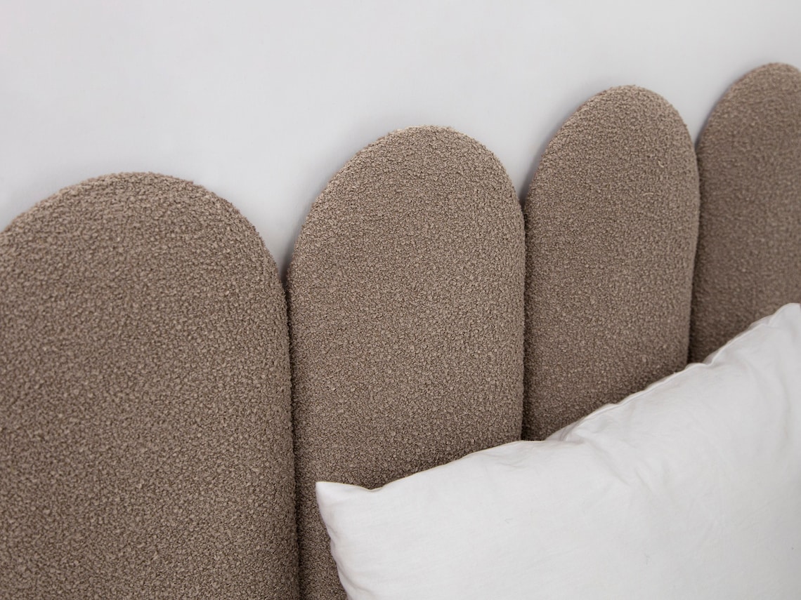 Taupe Boucle Headboard Upholstered Soft Wall Panel Taupe Boho Headboard ...
