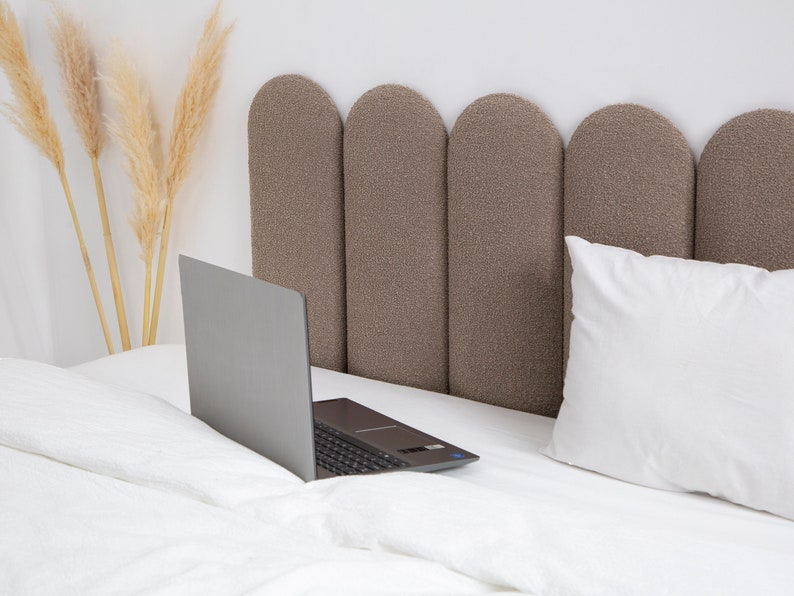 Taupe Boucle Headboard Upholstered Soft Wall Panel Taupe Boho Headboard ...