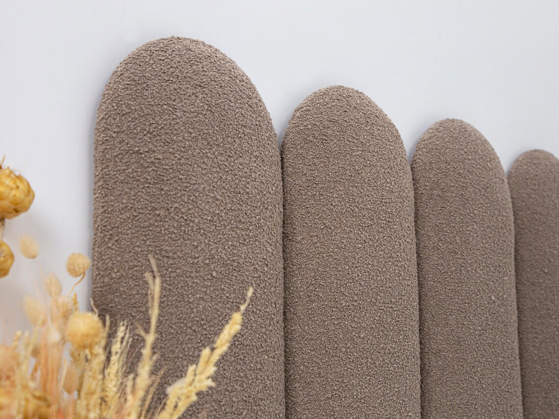 Taupe Boucle Headboard Upholstered Soft Wall Panel Taupe Boho Headboard ...
