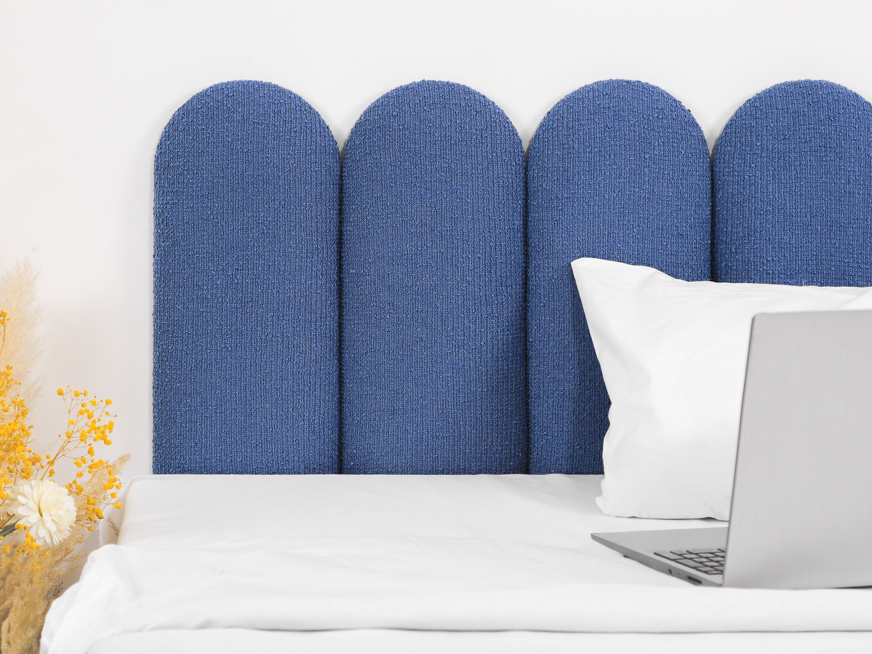 Boucle Blue Headboard Panel Upholstered Soft Wall Panel Blue Finger ...