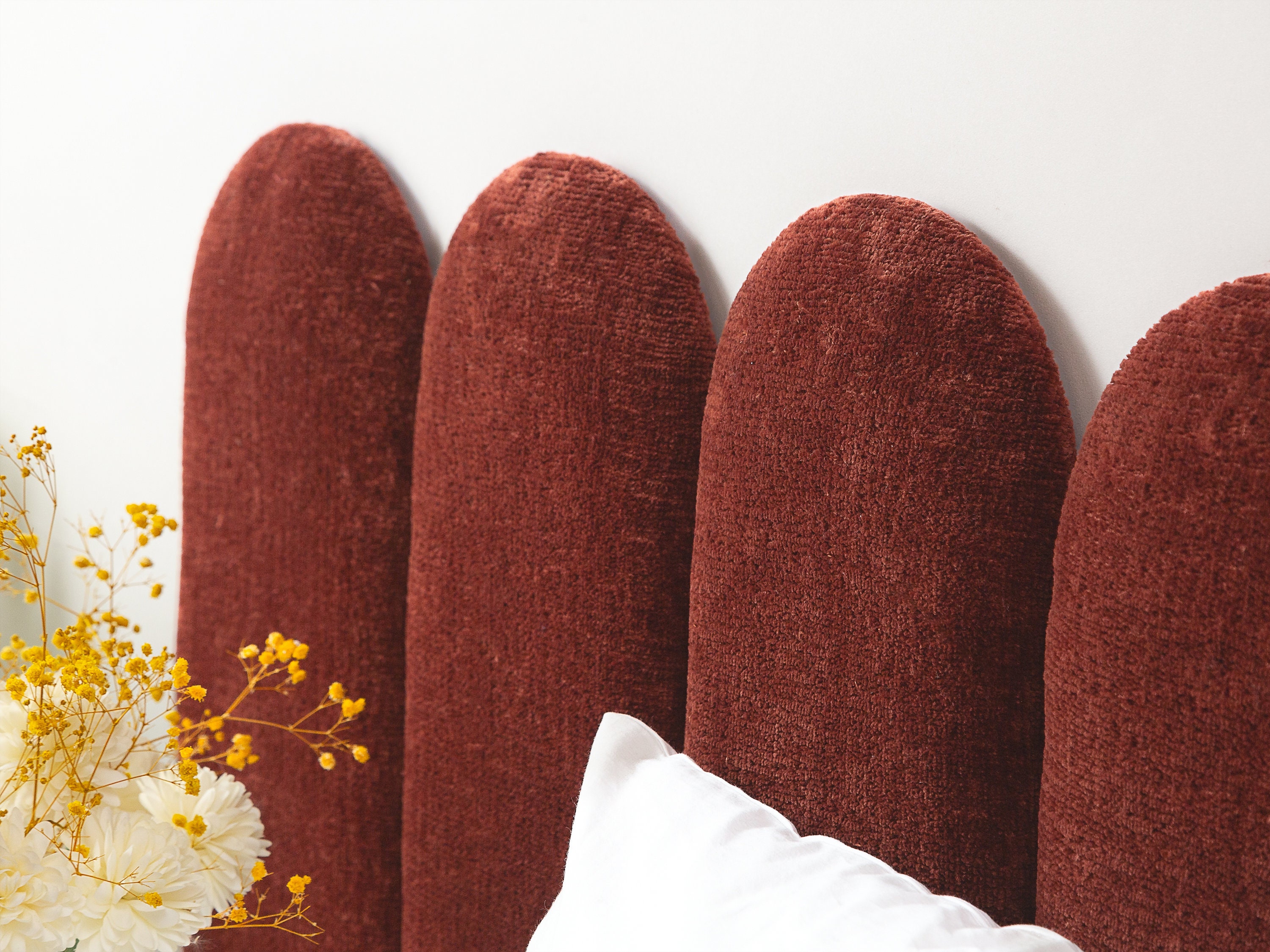 Dark Terracotta Headboard Upholstered Soft Wall Panel Textured Finger ...