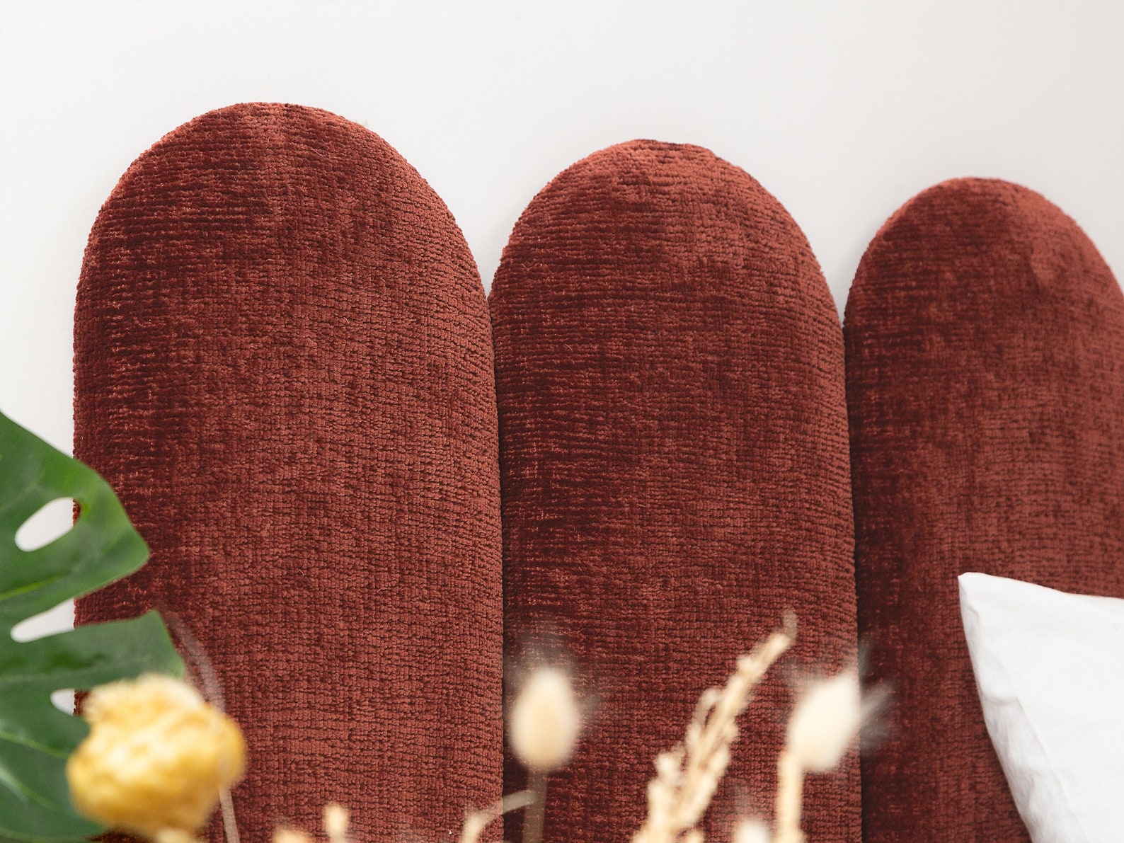 Dark Terracotta Headboard Upholstered Soft Wall Panel Textured Finger ...