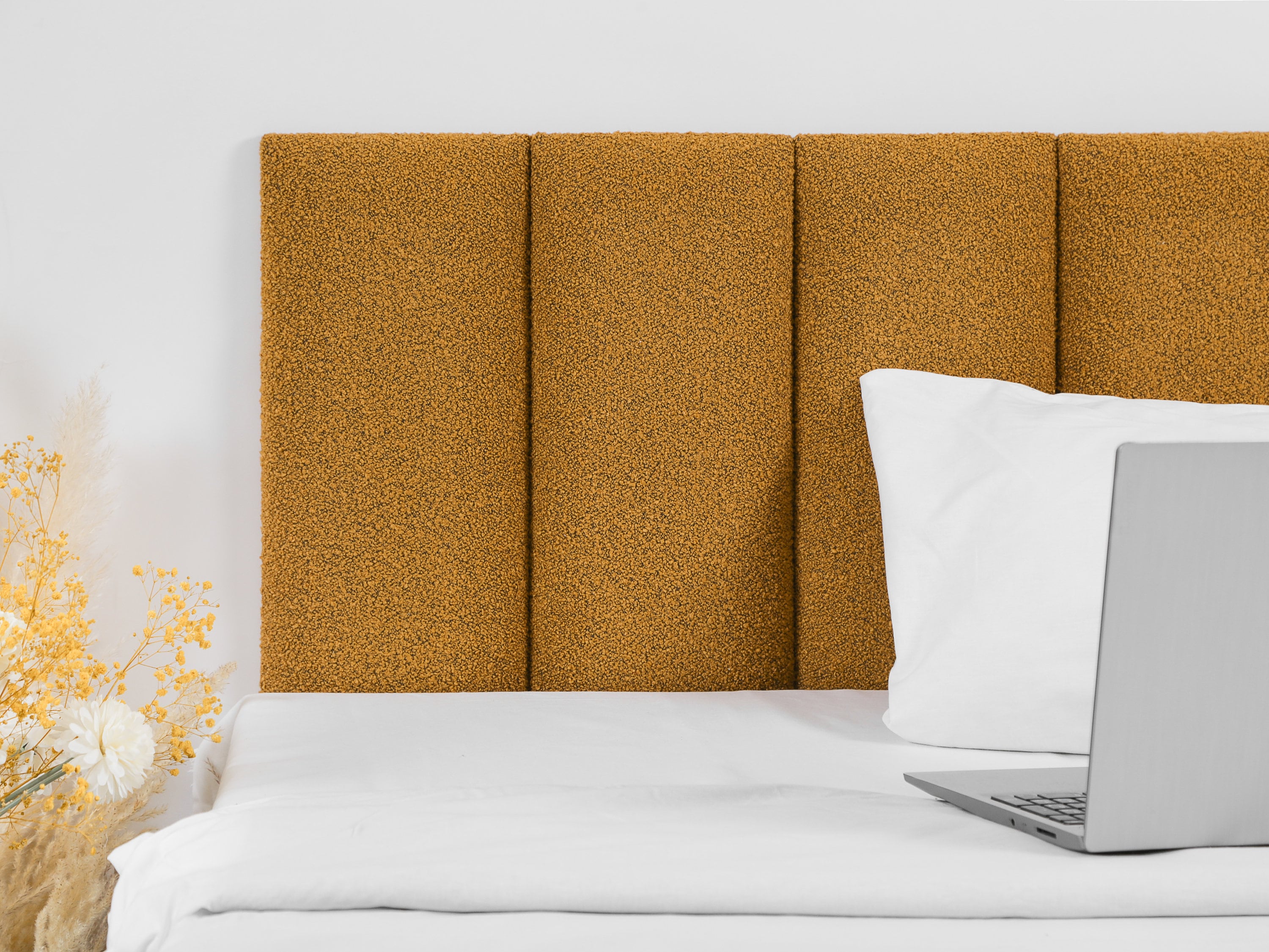 Orange Boucle Headboard Panel Upholstered Soft Wall Panel Textured ...