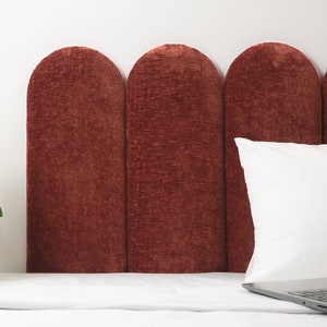 Dark Terracotta Headboard Upholstered Soft Wall Panel Textured Finger ...