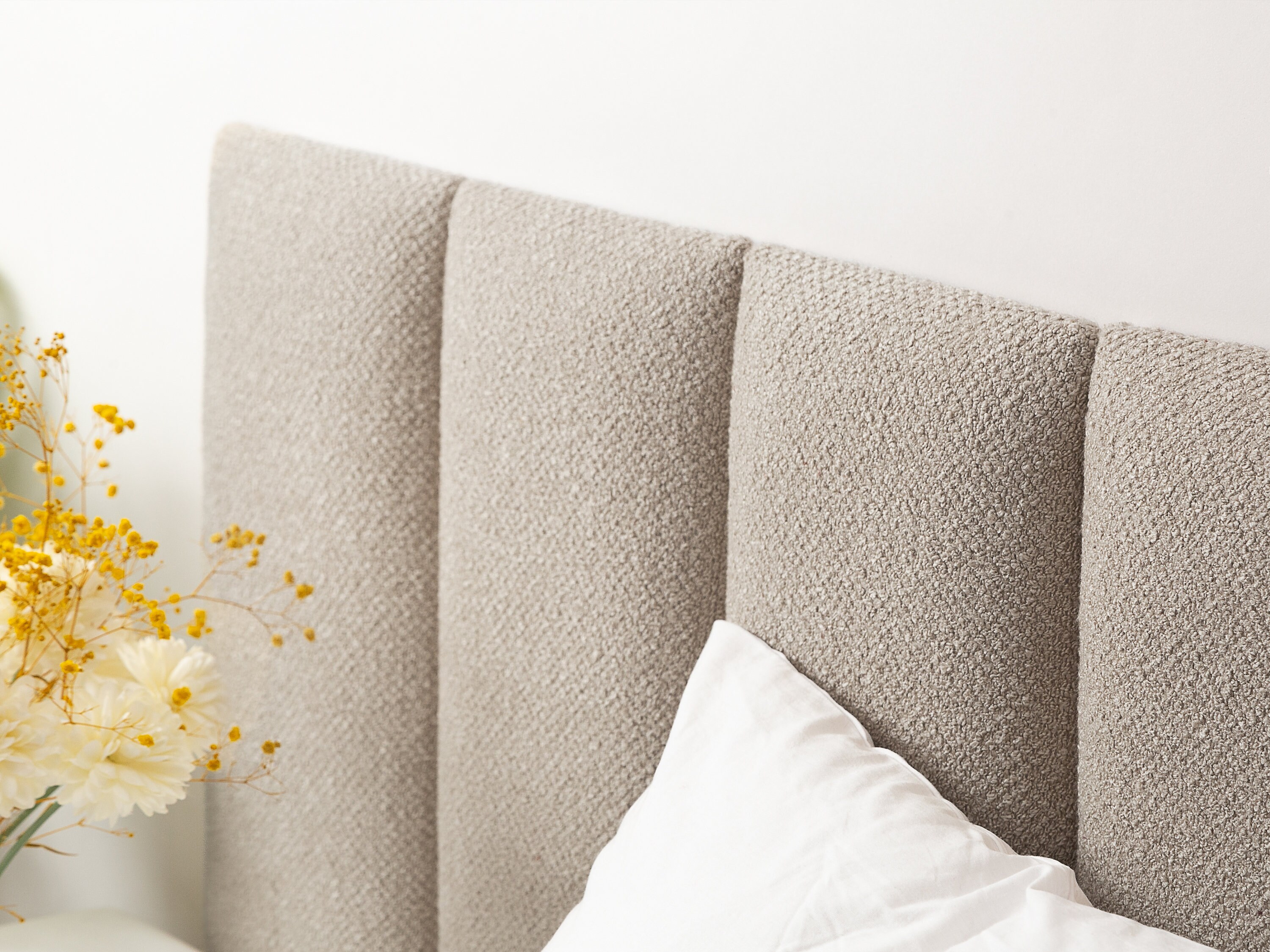 Textured Beige Wall Panel, Upholstered Wall Panel, Boho Beige Headboard ...