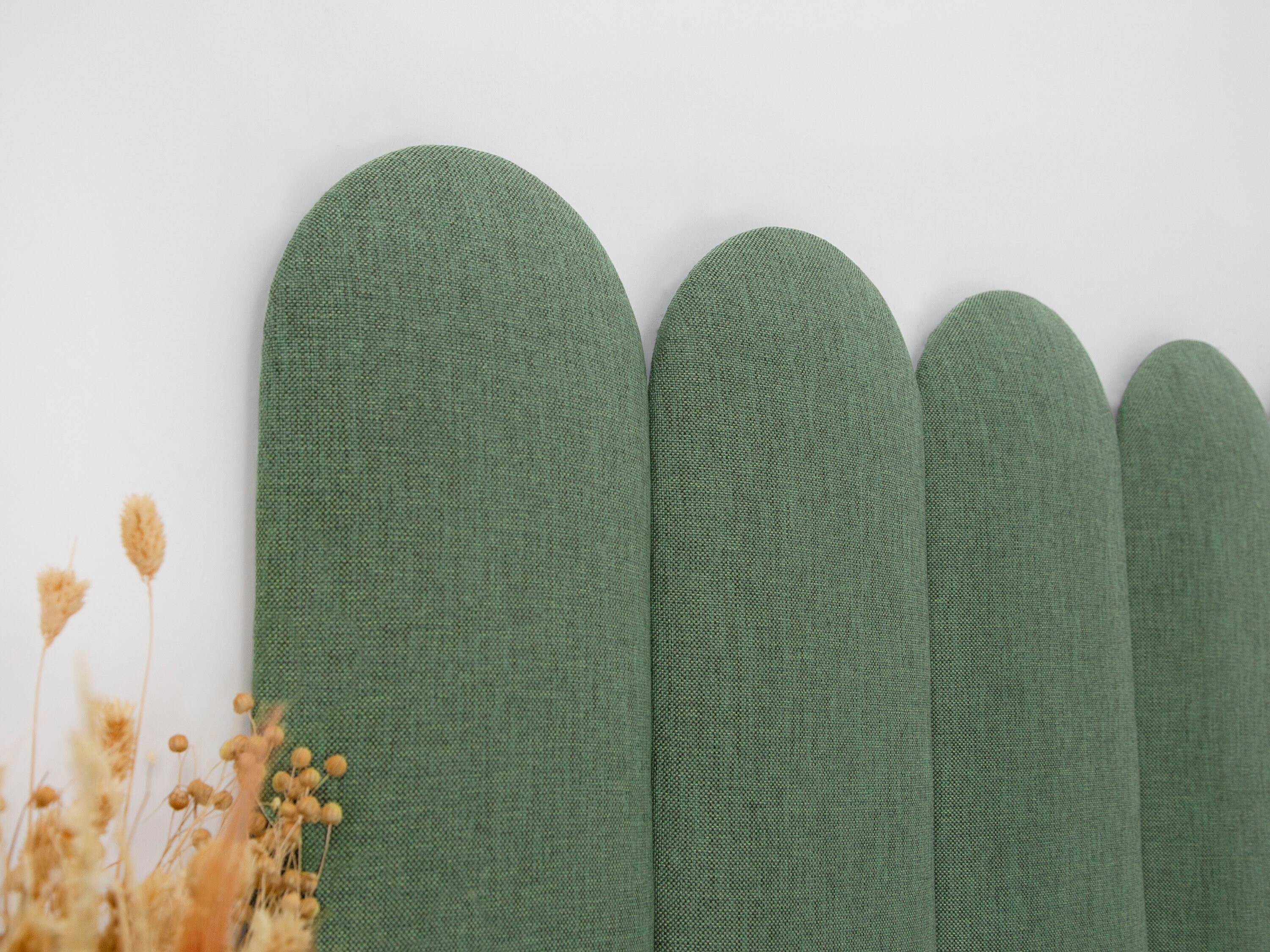 Green Linen Headboard Panel Upholstered Decorative Wall Panel Boho Wall ...