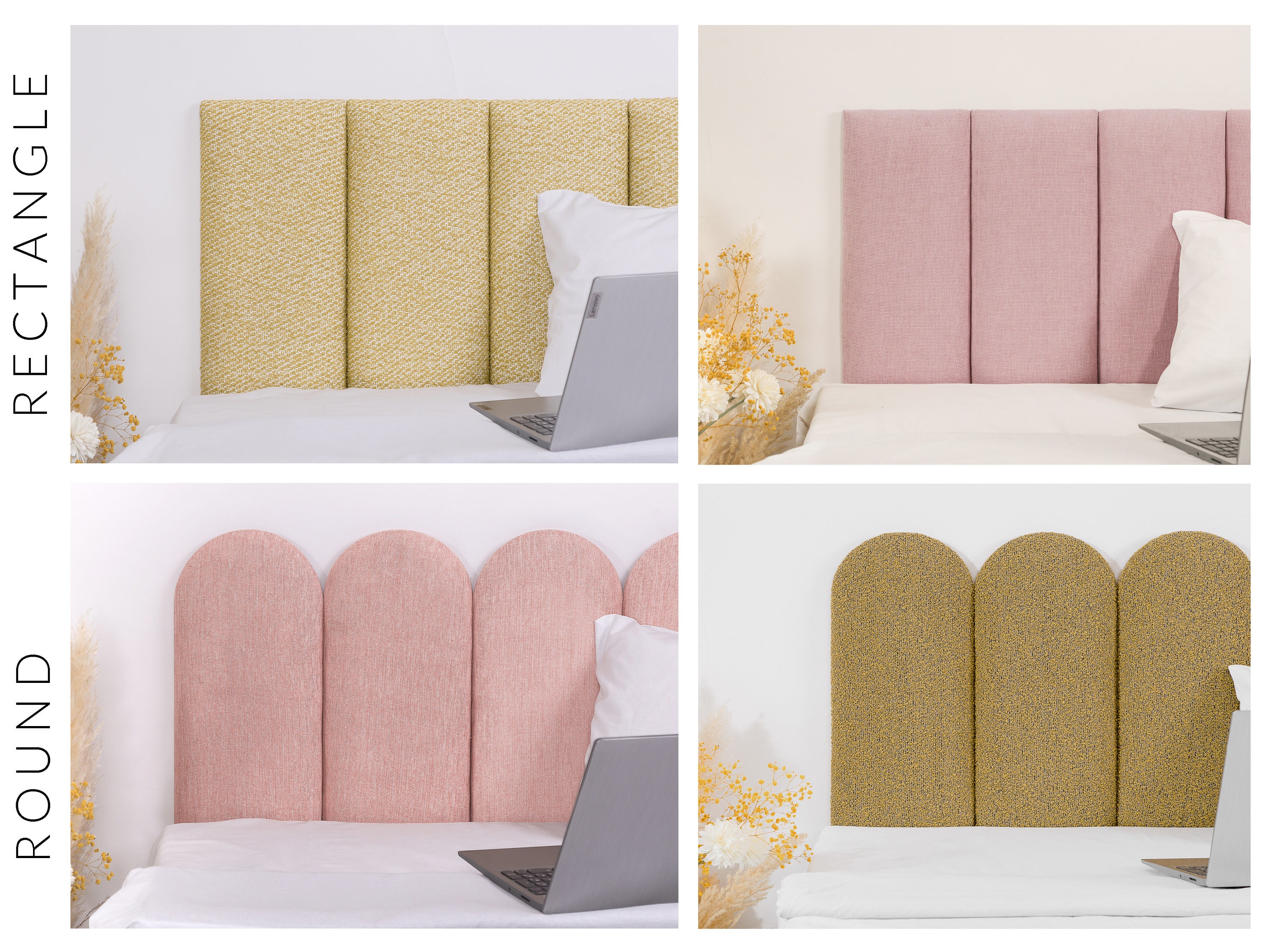 Dark Terracotta Headboard Upholstered Soft Wall Panel Textured Finger ...