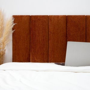 Rust Textured Fabric Headboard: Boho Upholstered Wall Panel - Etsy