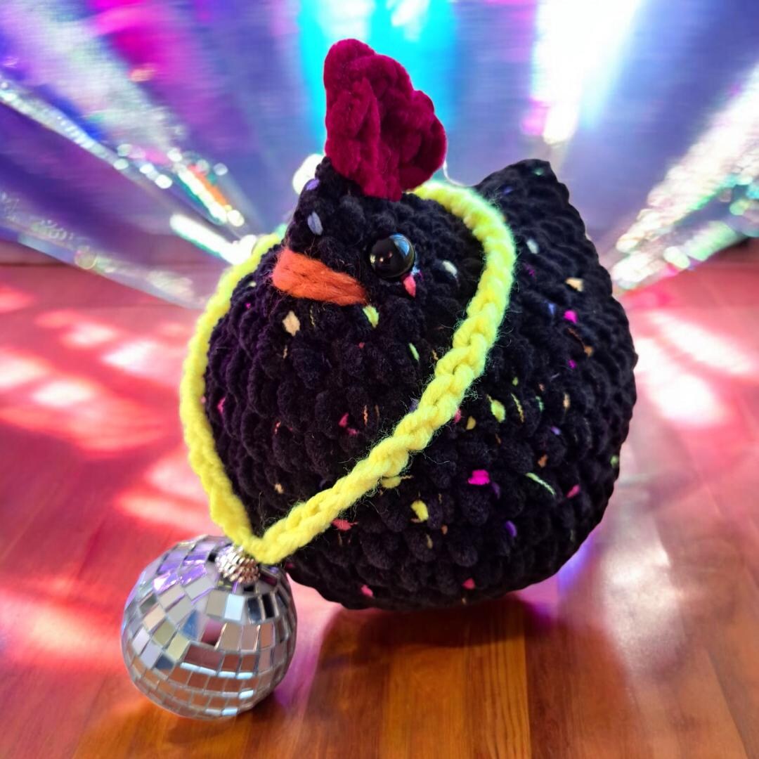 Crochet Disco Chicken Plushie, Party Hen Stuffed Toy - Etsy