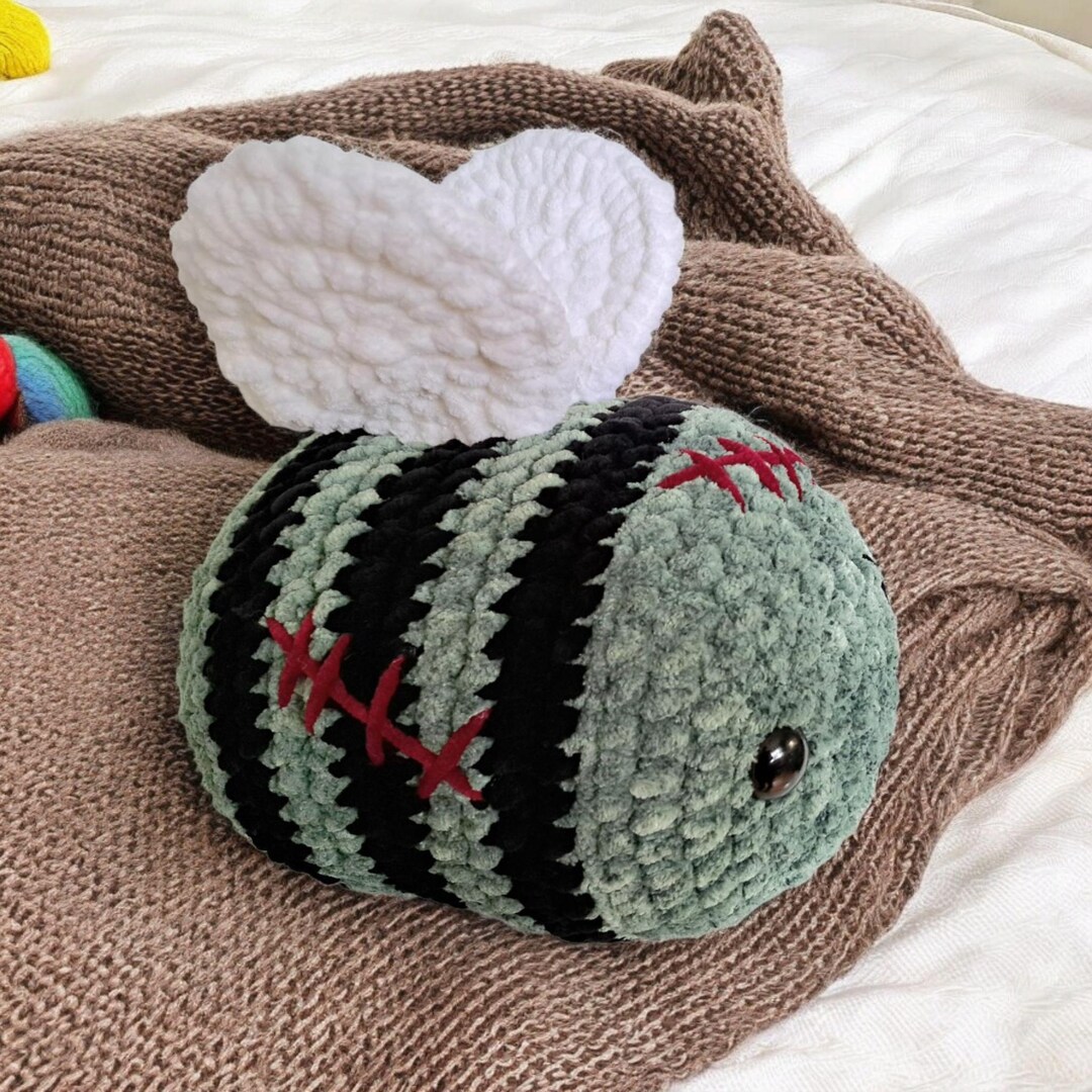 Jumbo Crochet Zom-bee Plushie, Zombie Bee Plush - Etsy