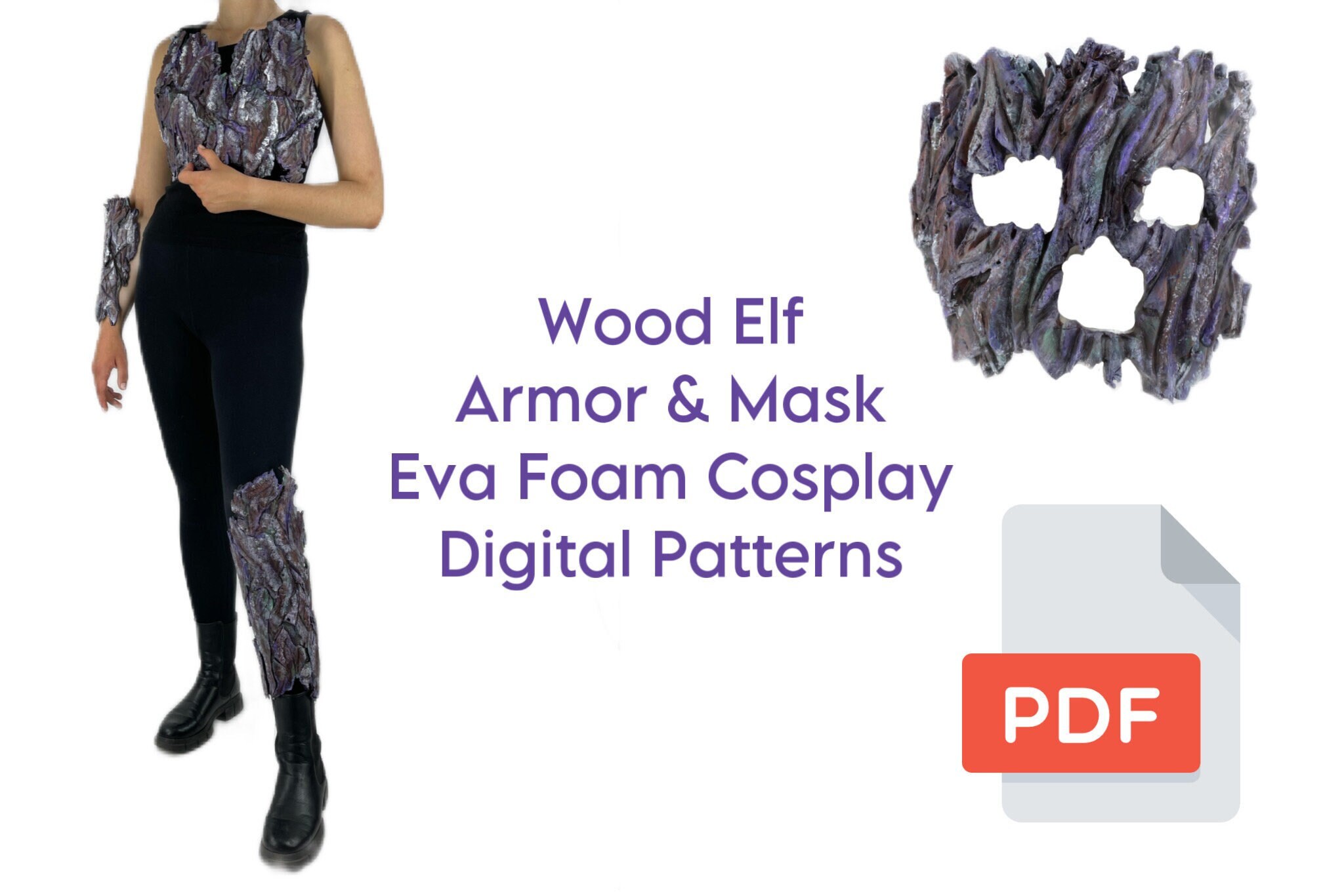 Wooden Armor and Mask Elf Cosplay/larp Blueprint Pattern for EVA Foam ...