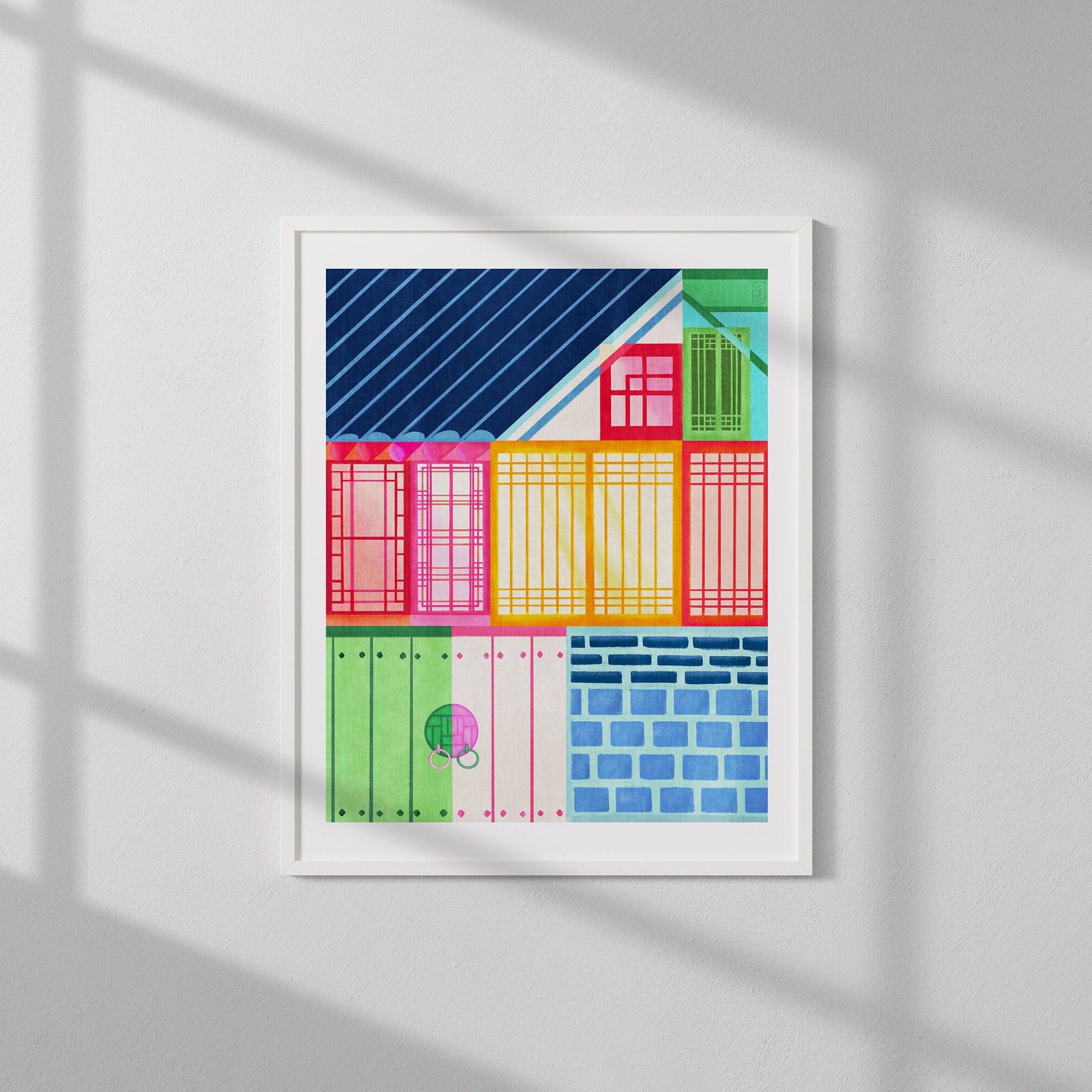 Bright Hanok Artwork, Korean Art Print, Korean Royal Palace ...