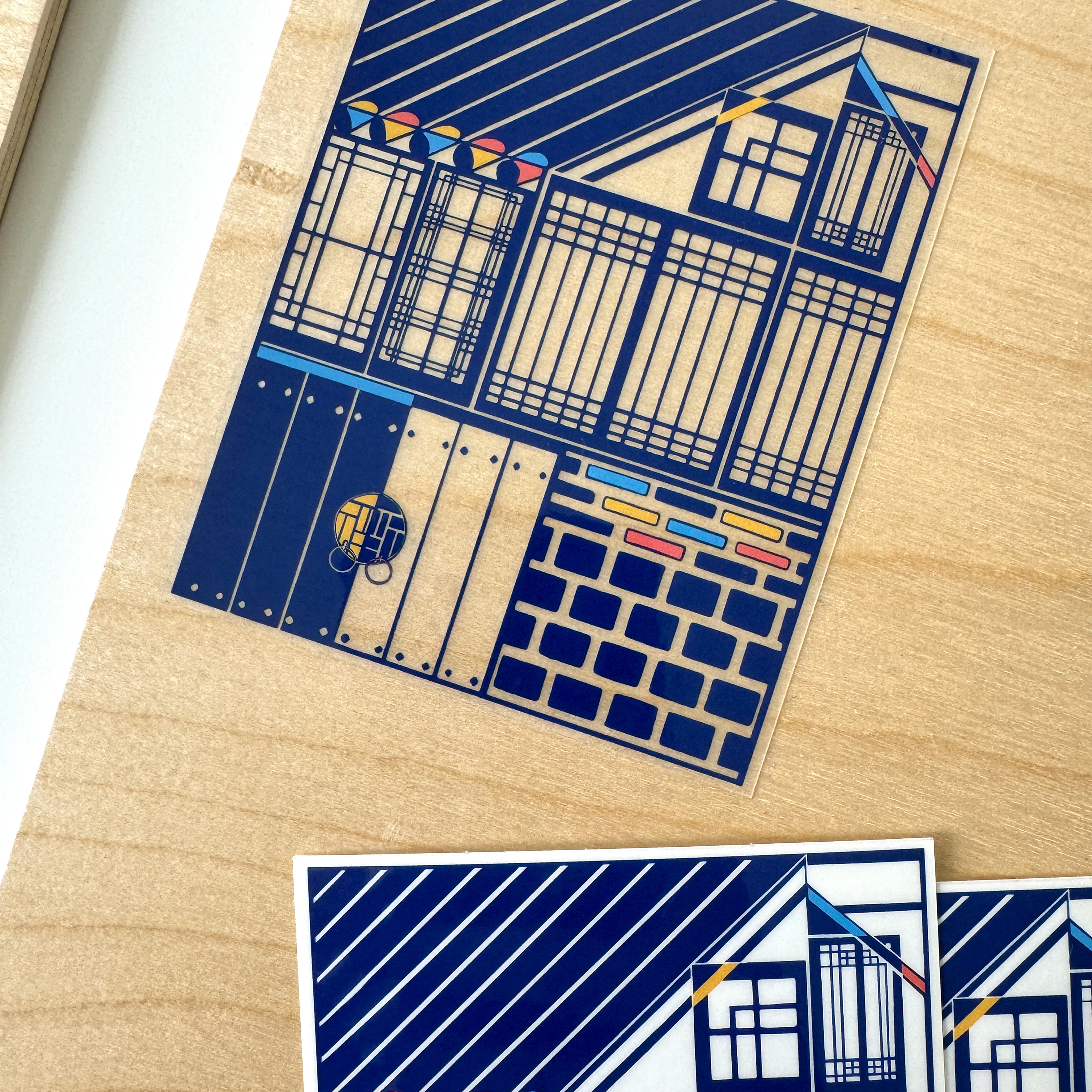 Navy Blue Hanok Clear Sticker, Korean House Sticker, Hanok Art Sticker ...