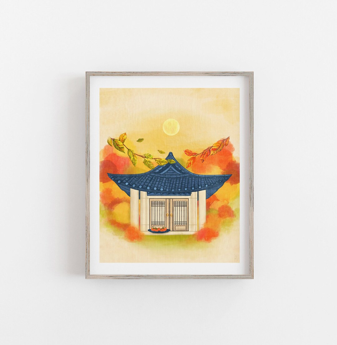 Harvest Moon Art Print, Korean Art, Korean Wall Decor, Autumn Harvest ...