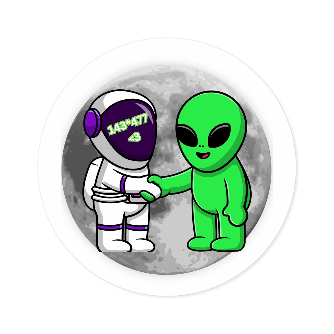 143477 Astronaut and Alien BFF Round Sticker, Indooroutdoor - Etsy