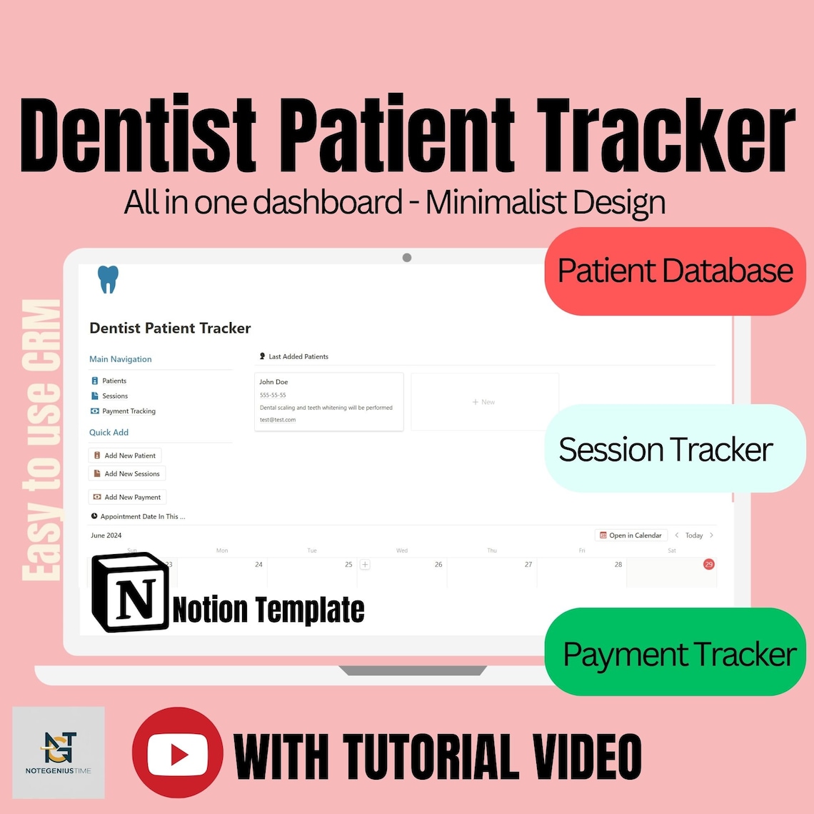 Dentist Patient Tracker Notion Template, Dentist Client Tracker Notion ...