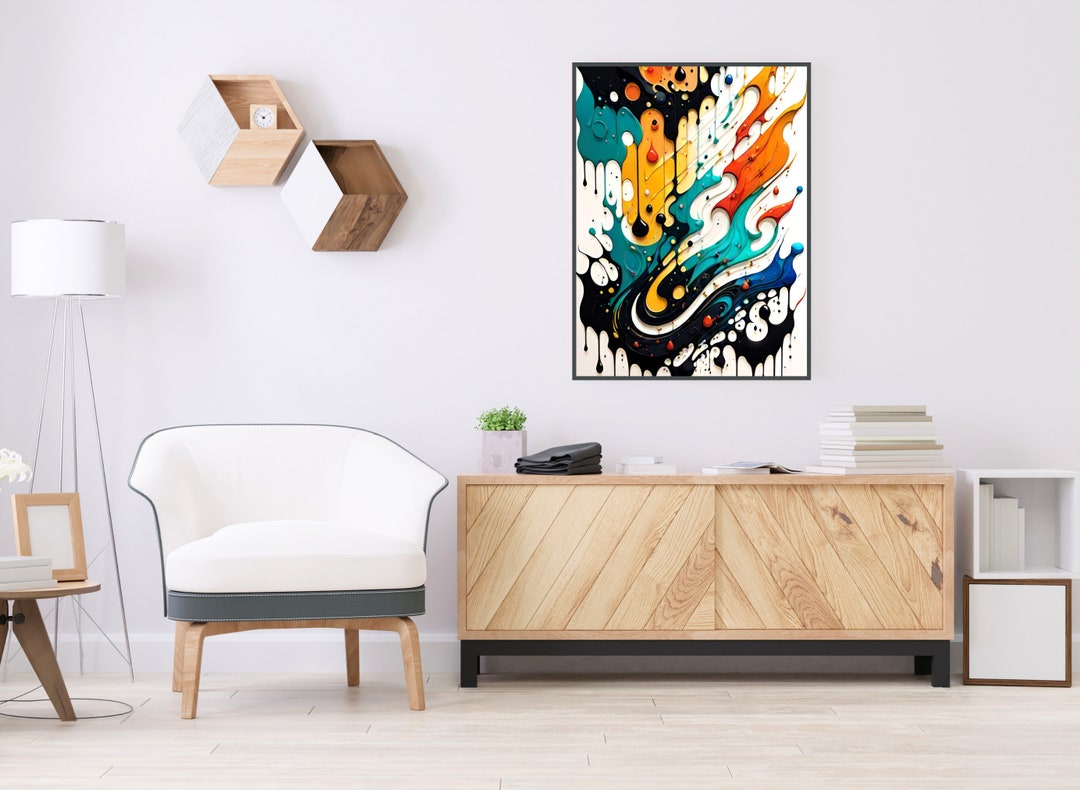 Watercolor Jackson Pollock Wall Art | Abstract Home Decor | Colorful ...