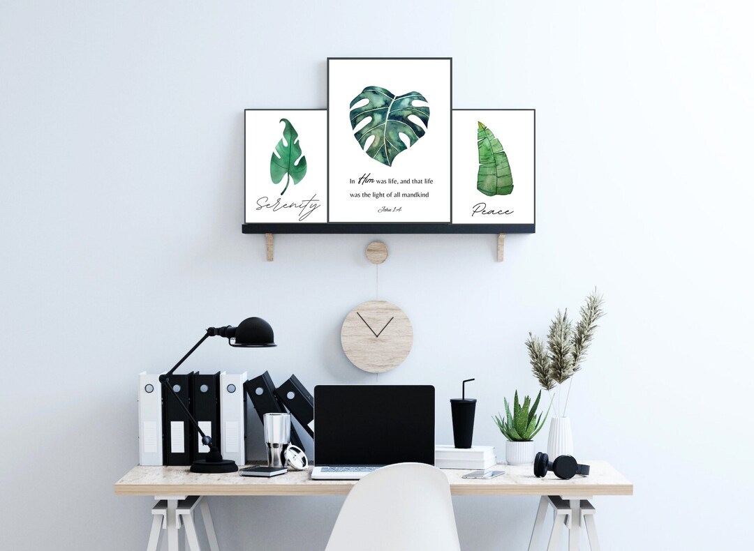 Christian Floral Set of 3 | Bible Verse Wall Art | Botanical Scripture ...