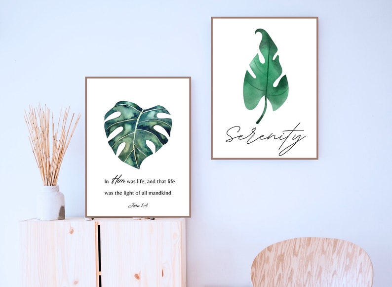 Christian Floral Set of 3 | Bible Verse Wall Art | Botanical Scripture ...
