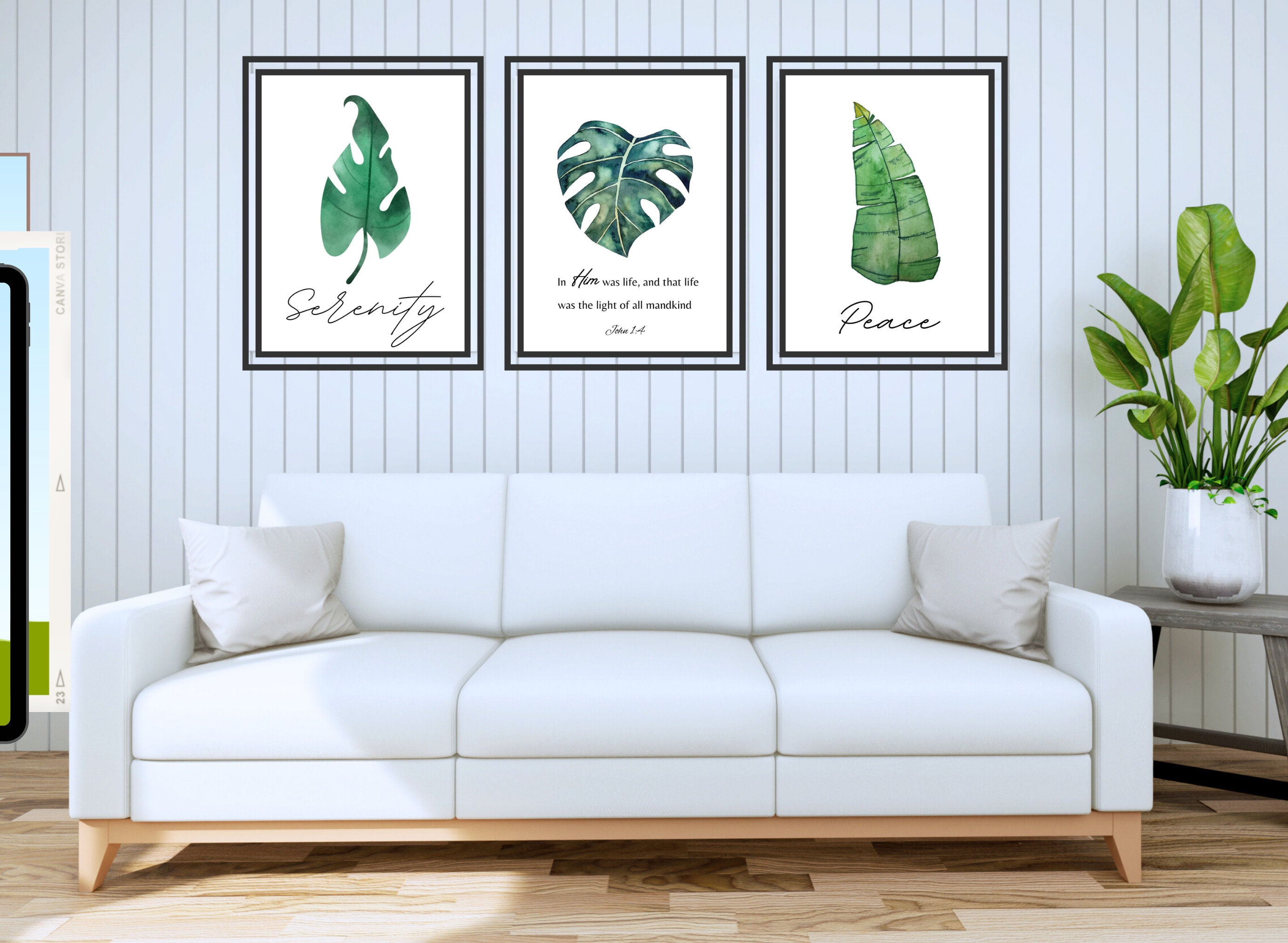 Christian Floral Set of 3 | Bible Verse Wall Art | Botanical Scripture ...