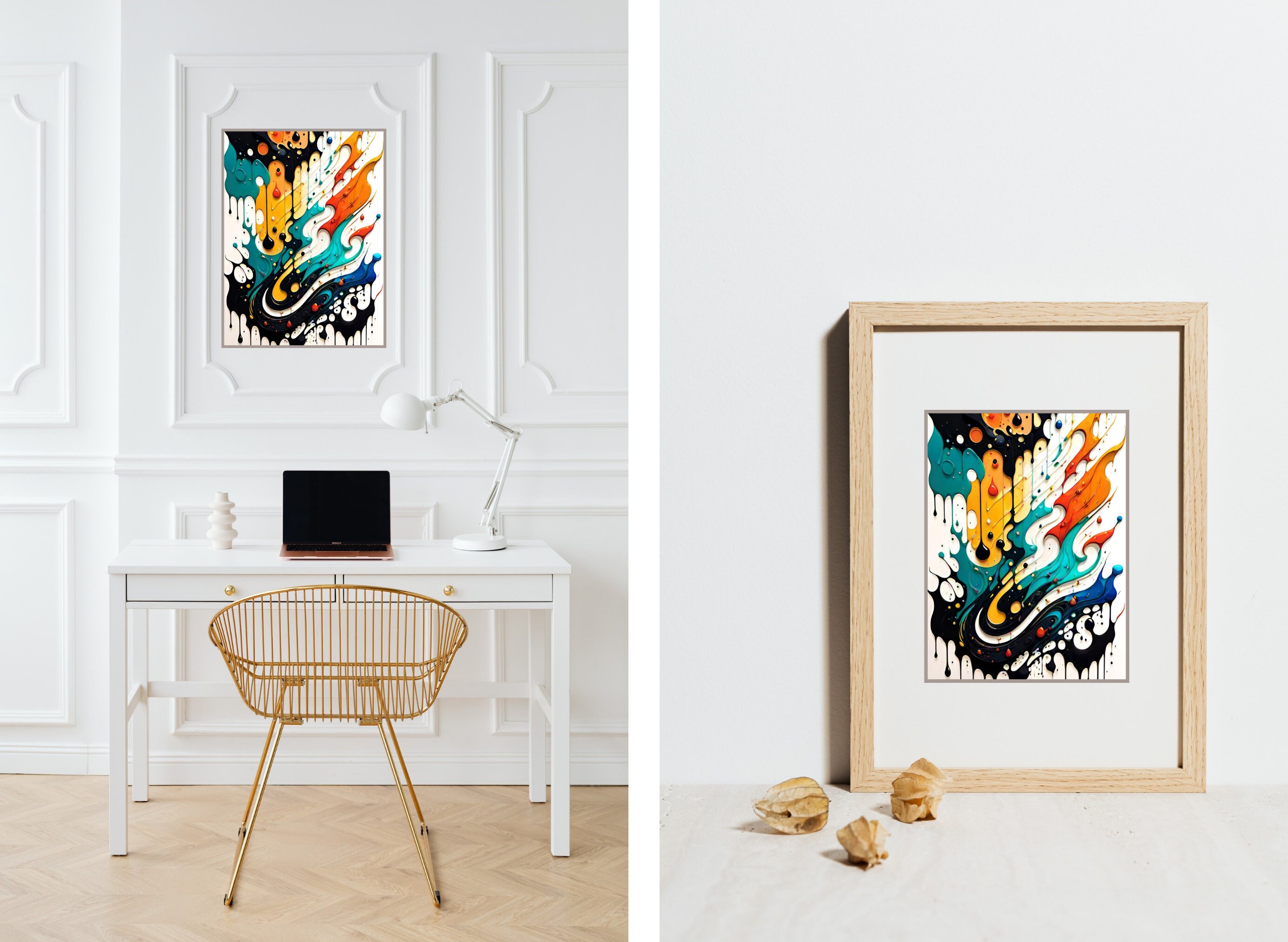 Watercolor Jackson Pollock Wall Art | Abstract Home Decor | Colorful ...