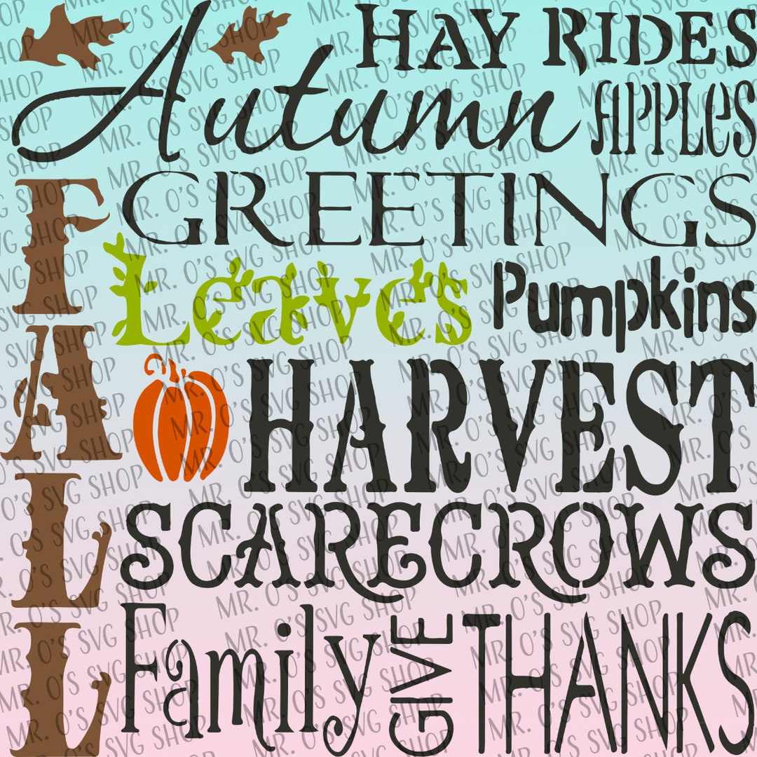 Fall Words - SVG Only - Digital Download - Etsy