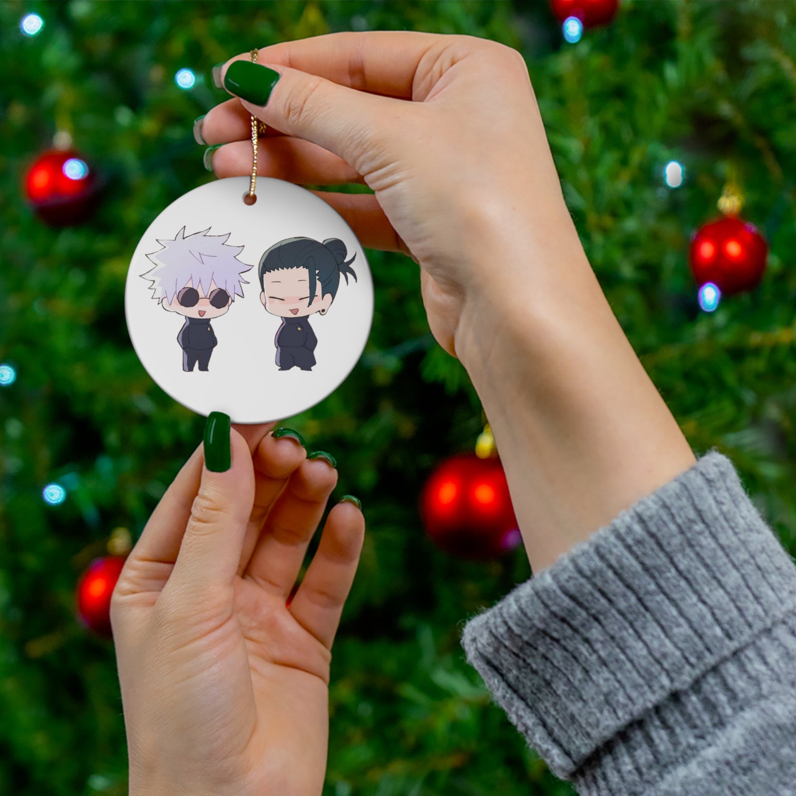 JJK Ceramic Ornament, Anime Lover Gift, Gojo and Getou, Anime Christmas ...