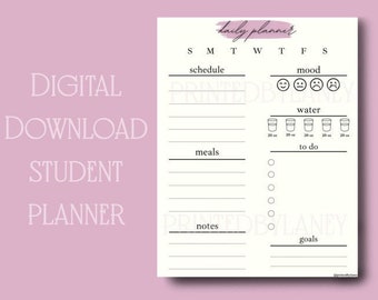 Purple Digital Planner, Daily Tracker, Printable Daily Planner, Digital ...
