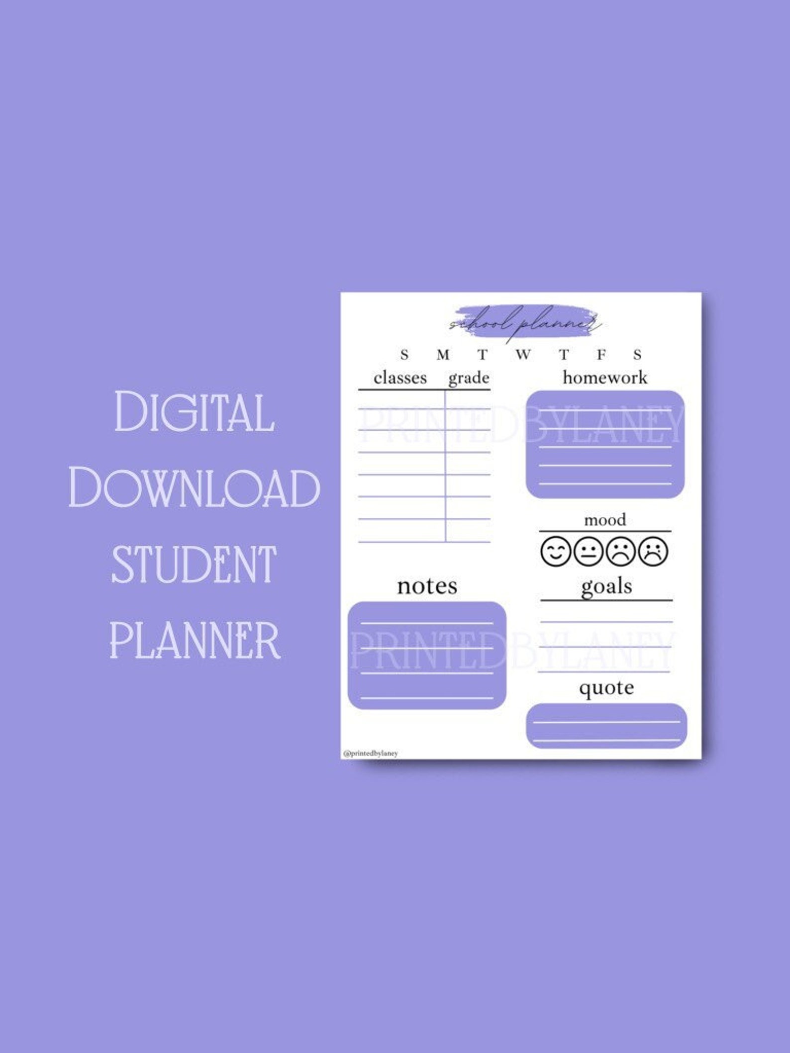 Digital Download Student School Planner - Etsy