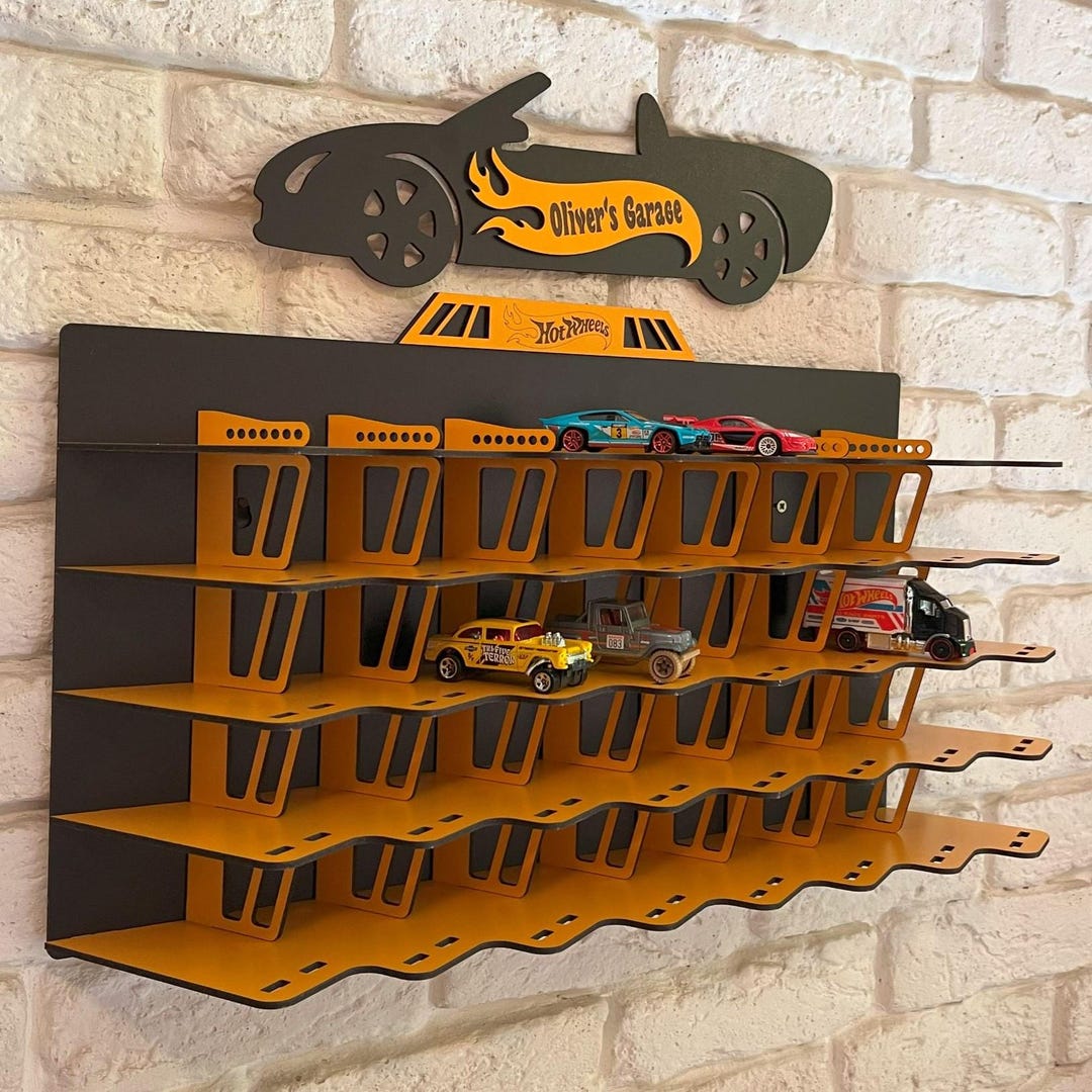 Personalized Car Shaped Hot Wheels Display Rack,orange and Black Toy ...