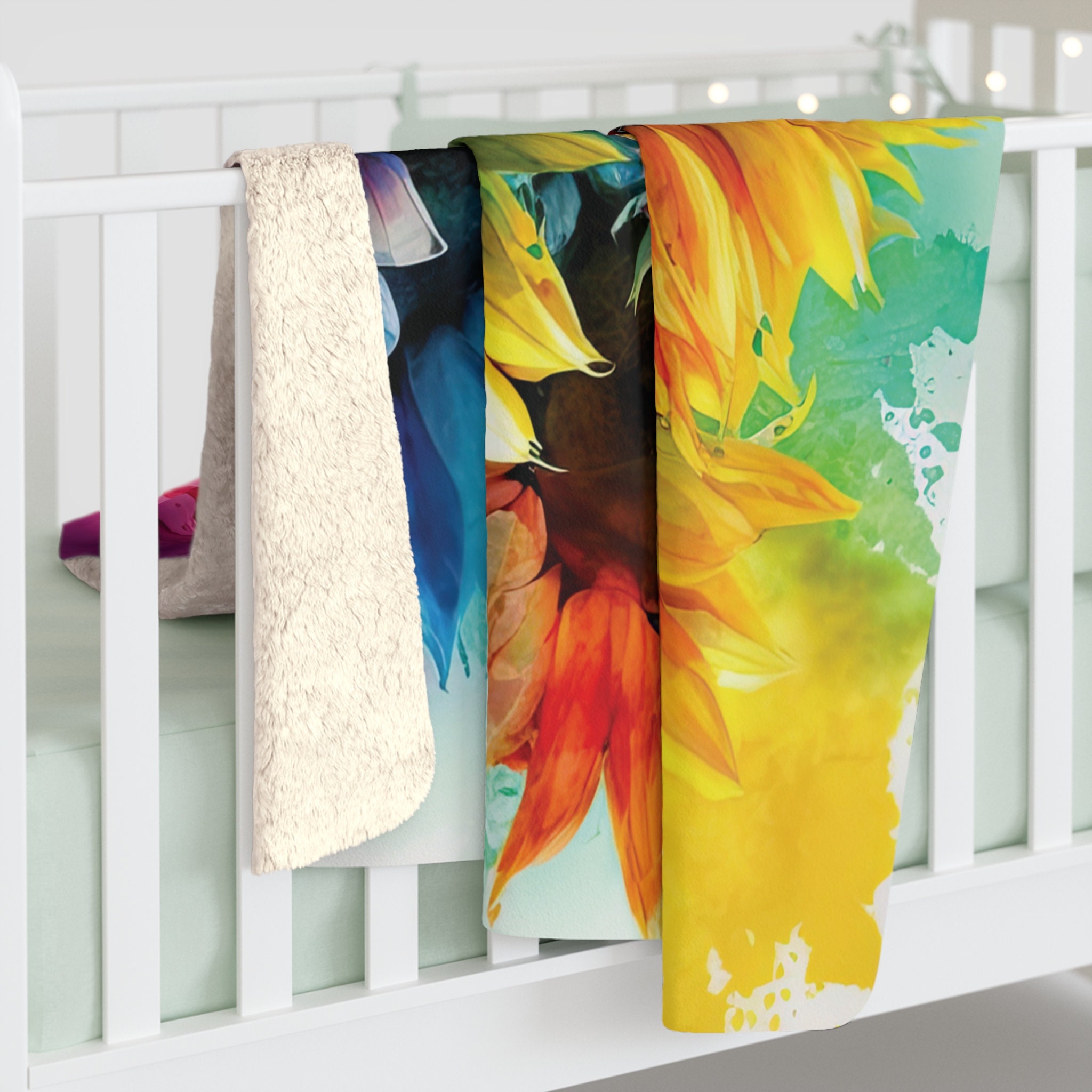 Sunflower Art Sherpa Blanket, Colorful Art, Cozy Comfort, 002 - Etsy