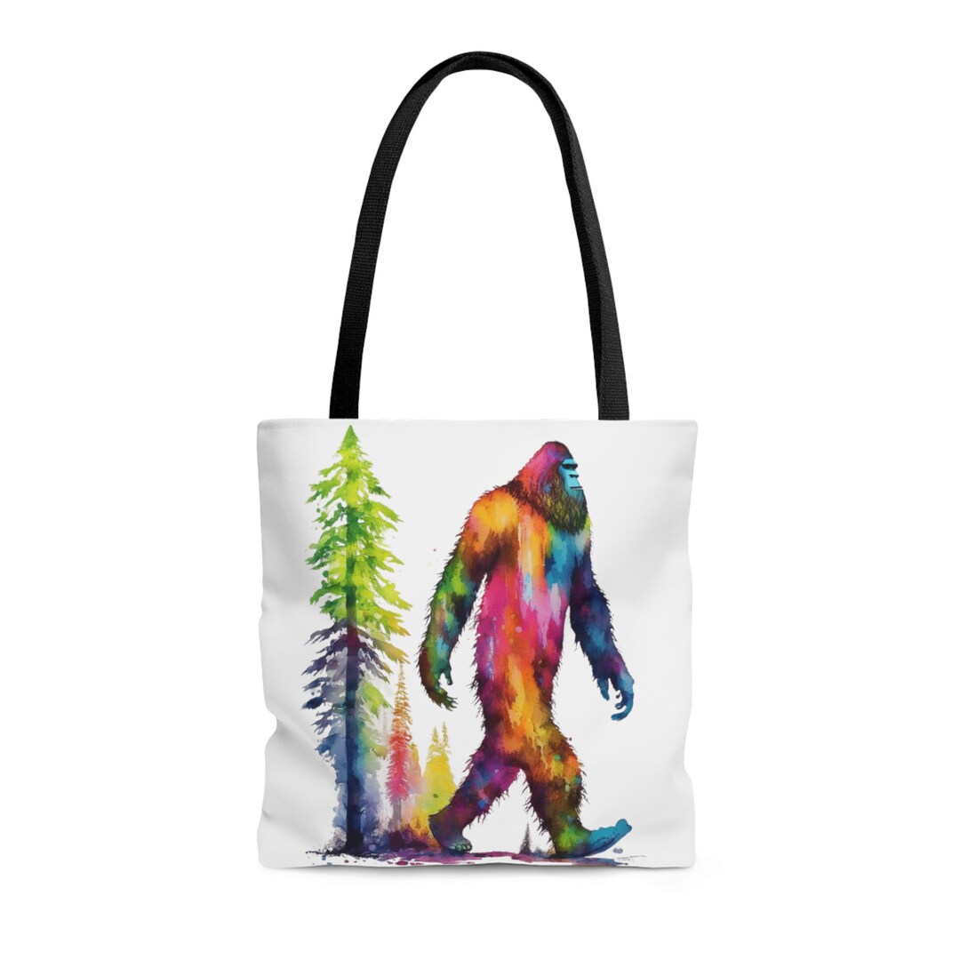 Colorful Bigfoot Tote, Sasquatch Tote, Bigfoot Art, Sasquatch Lover ...