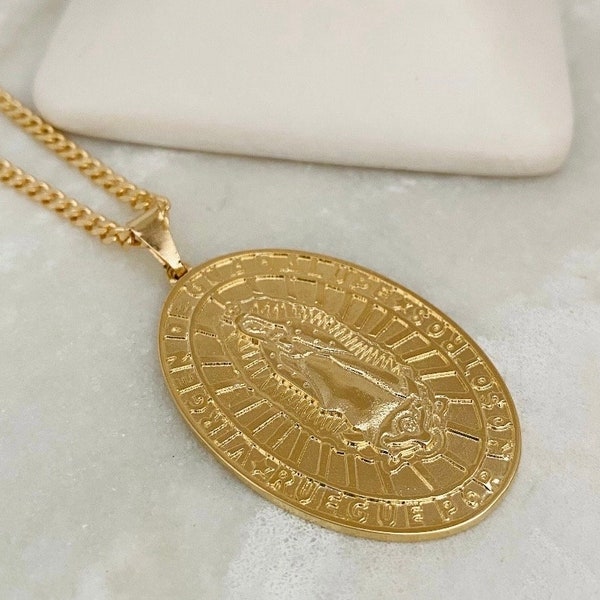 Mexican Virgin Mary Necklace - Etsy