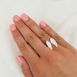 Angel Wings Ring, Angel Ring, Adjustable Ring, Angel Wing Ring, Silver ...