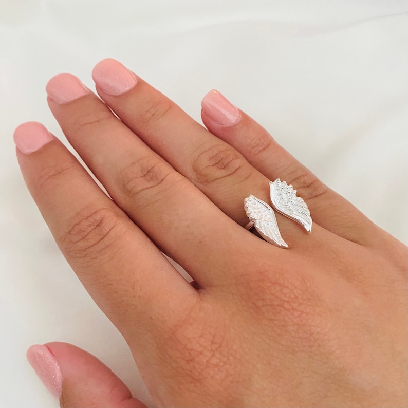 Angel Wings Ring, Angel Ring, Adjustable Ring, Angel Wing Ring, Silver ...