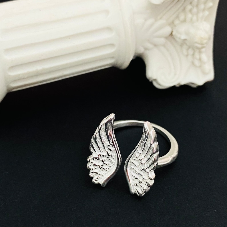 Angel Wings Ring, Angel Ring, Adjustable Ring, Angel Wing Ring, Silver ...