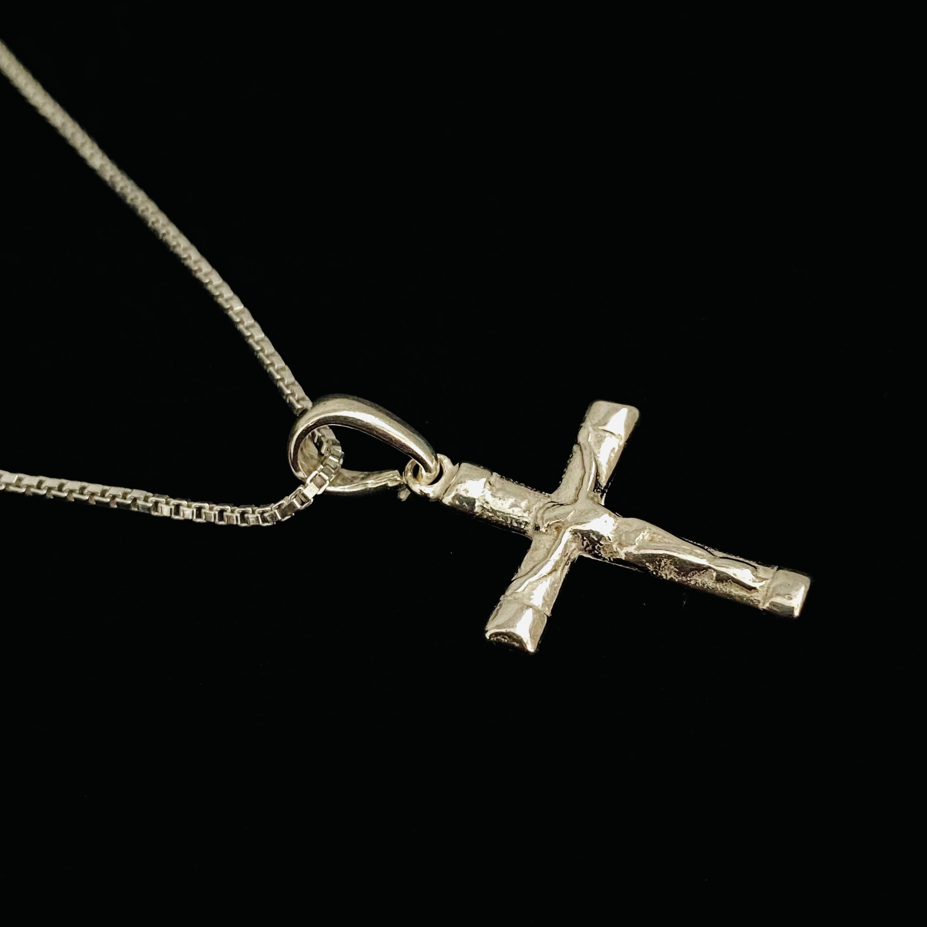 Jesus Cross Pendant, Small Silver Cross Necklace, Silver Crucifix, Tiny ...