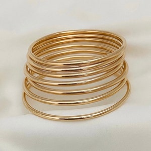 Gold Filled Set of 7 Bangles, Gold Filled Bangle Set, 7 Day Bangles ...