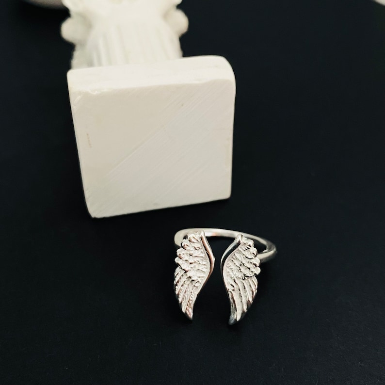 Angel Wings Ring, Angel Ring, Adjustable Ring, Angel Wing Ring, Silver ...