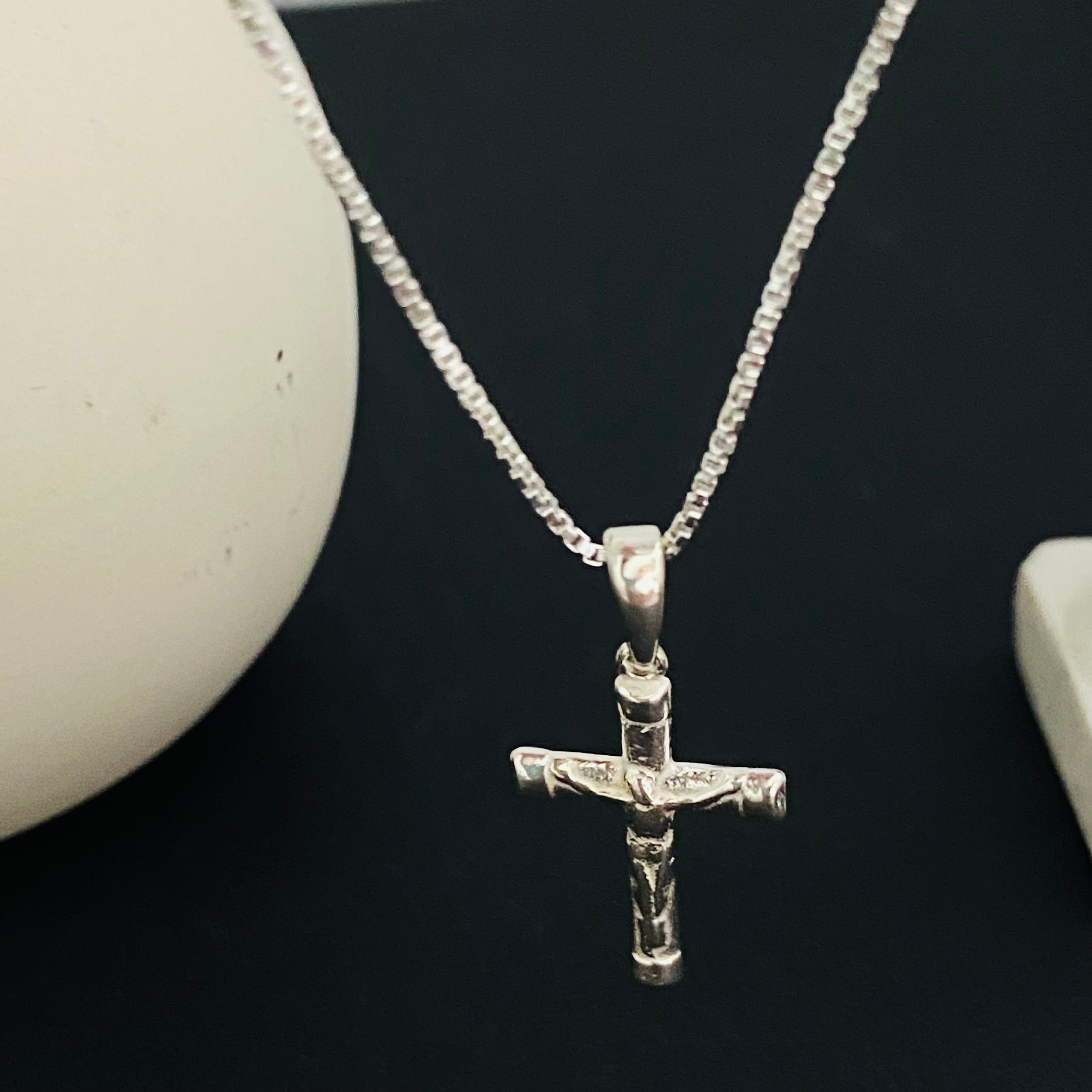 Jesus Cross Pendant, Small Silver Cross Necklace, Silver Crucifix, Tiny ...